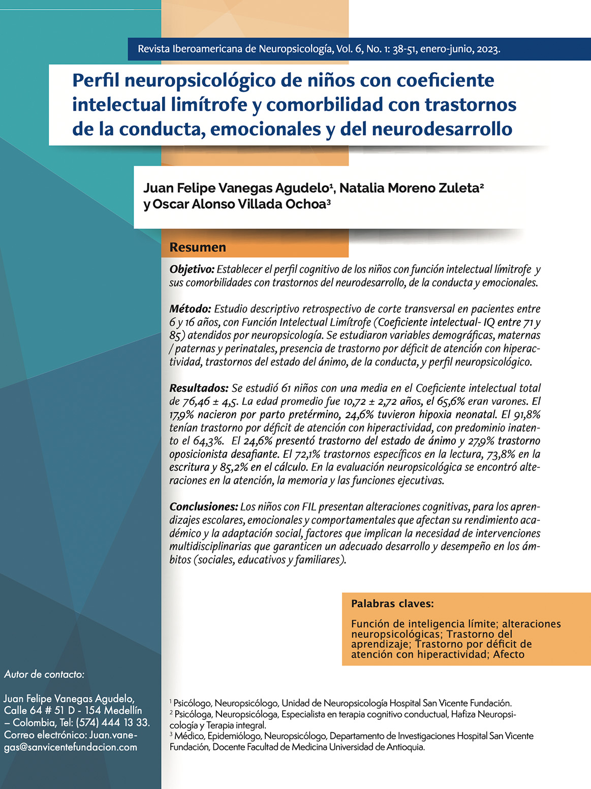 Perfil neuropsicológico de niños con coeficiente intelectual limítrofe ...