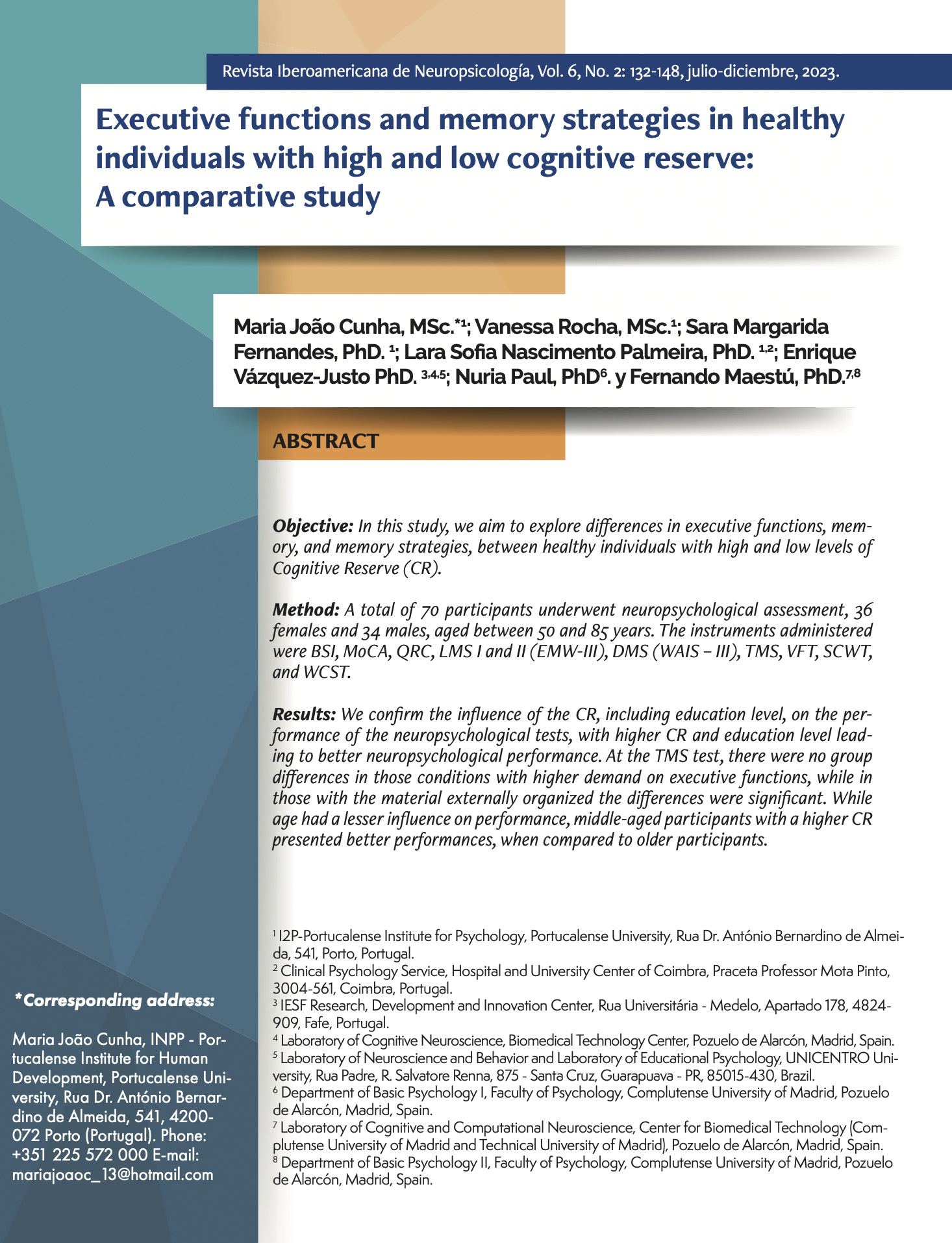 Executive functions and memory strategies in healthy individuals with ...